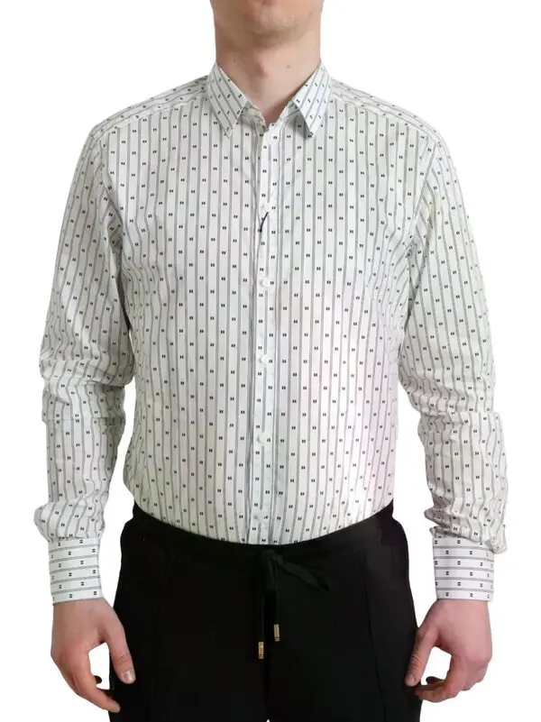 Dolce & Gabbana Gold Vertical-stripe Shirt - White