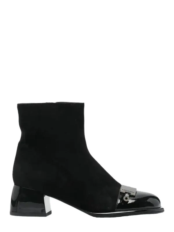 LINDA BAUMANN Logo-plaque Panelled Ankle Boots - Black