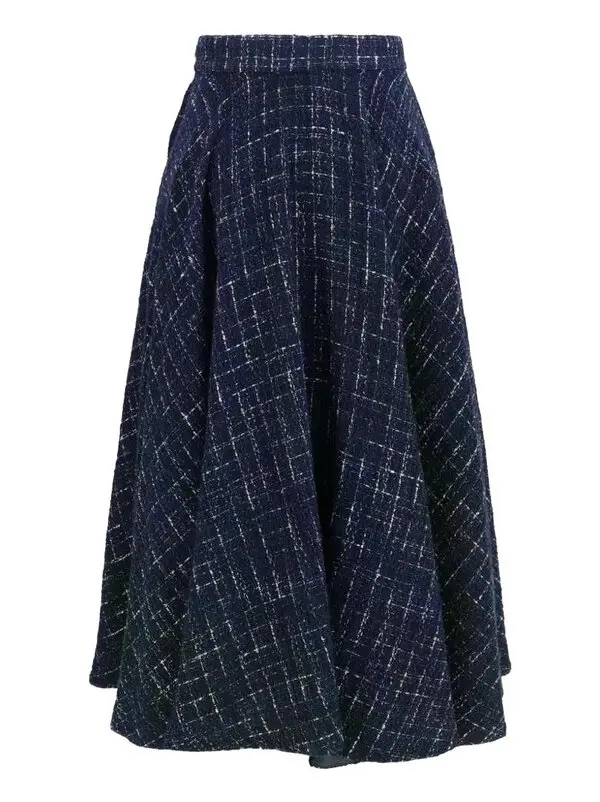 SARA ROKA Tabba 85 Check-pattern Flared Skirt - Blue