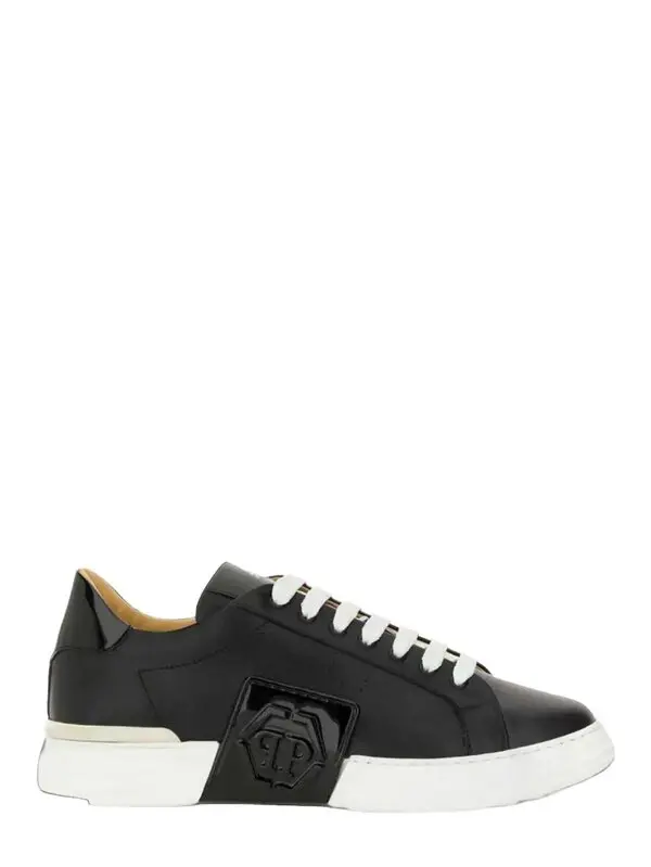 Philipp Plein Logo-plaque Leather Sneakers - Black