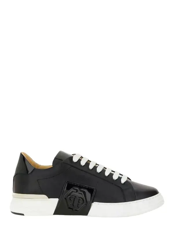 Philipp Plein Logo-plaque Leather Sneakers - Black