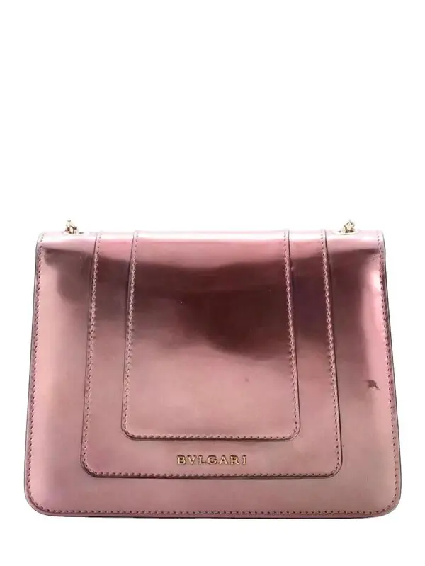 BVLGARI Serpenti Forever Square Shoulder Bag Leather Small Crossbody Bag - Metallic