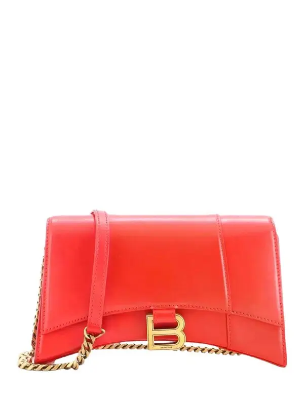 Balenciaga Hourglass Chain Leather Crossbody Bag - Red