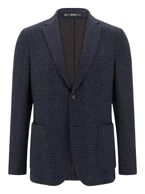 Boggi Milano Houndstooth Single-breasted Cotton-blend Blazer - Navy Blue