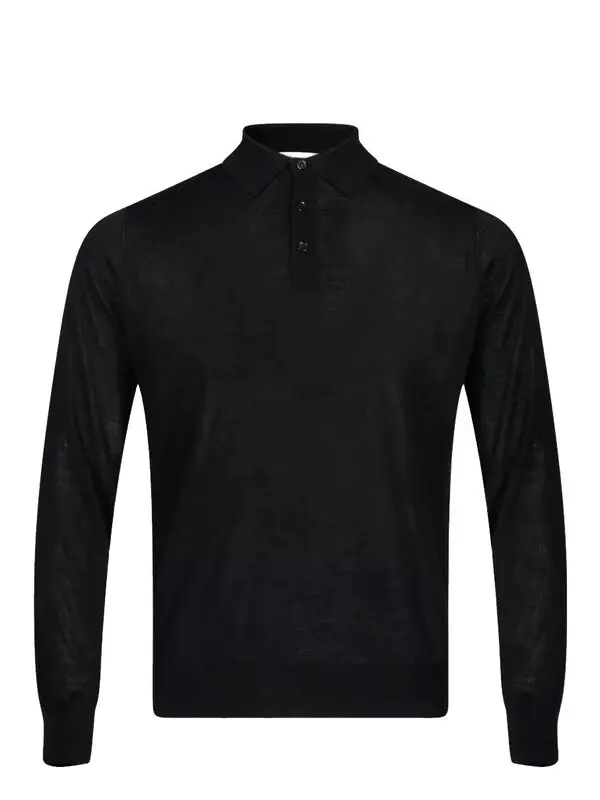 KANGRA Long-sleeve Polo Shirt - Black