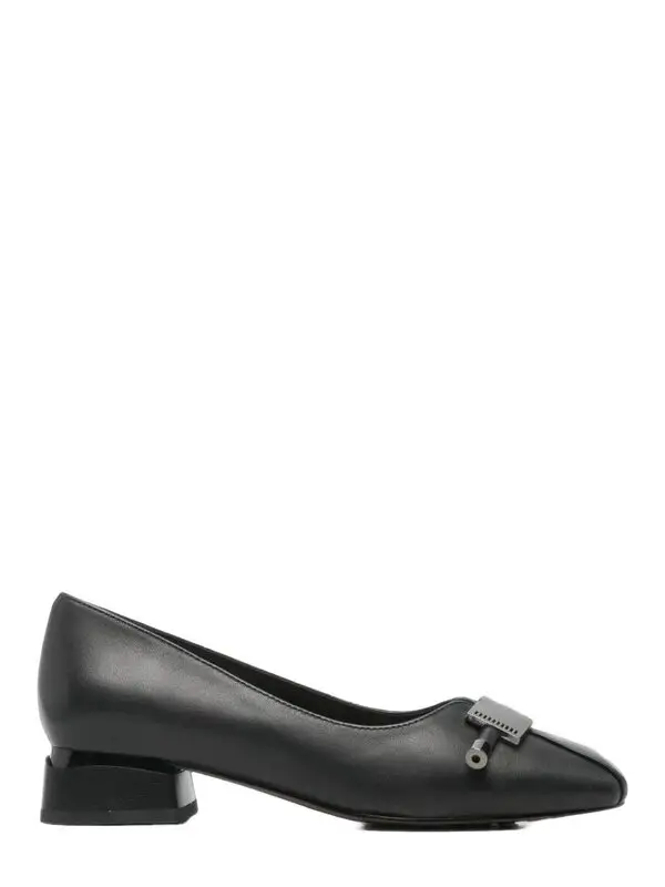 LINDA BAUMANN Plaque-detail Square-toe Heeled Pumps - Black