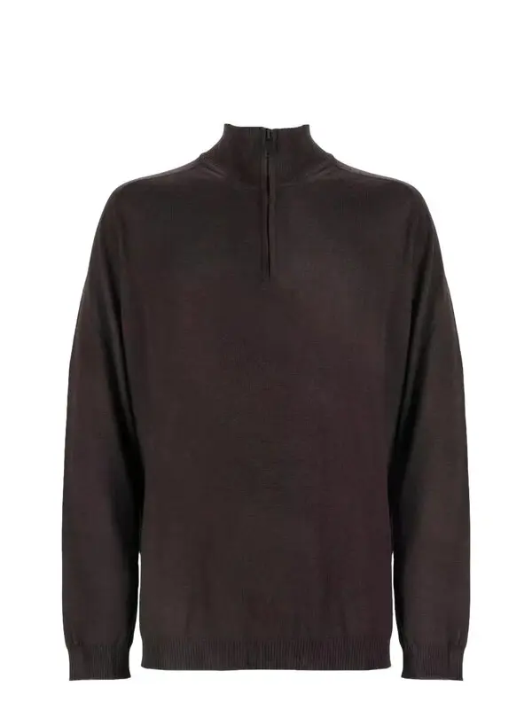 Premiata Half-zip Knitted Sweater - Brown