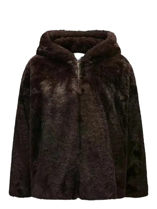 Max Mara Faux-fur Hooded Jacket - Brown