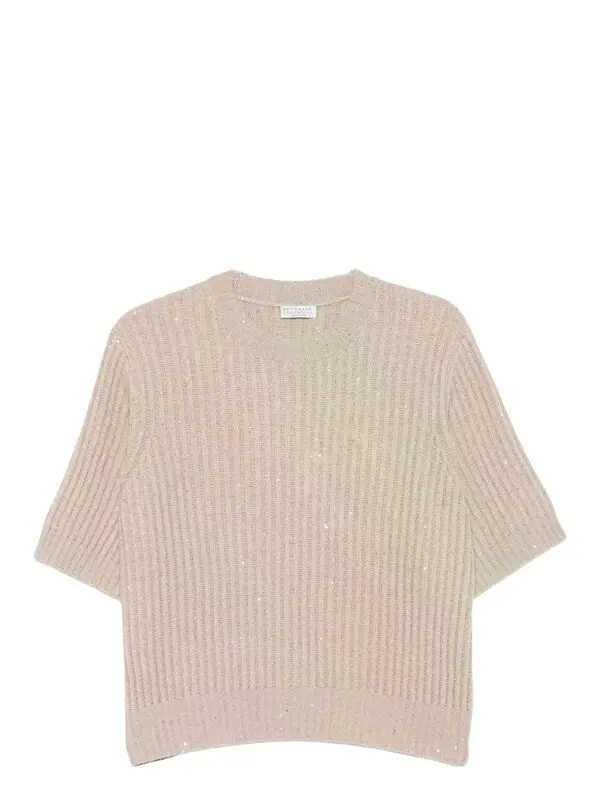Brunello Cucinelli Sequin-embellished Ribbed-knit Sweater - Neutrals
