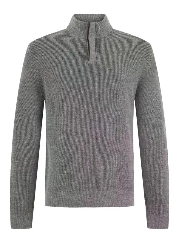 SLOWEAR Ribbed-knit Half-zip Sweater - Grey