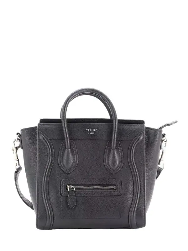Celine Luggage Bag Grainy Leather Nano Crossbody Bag - Black