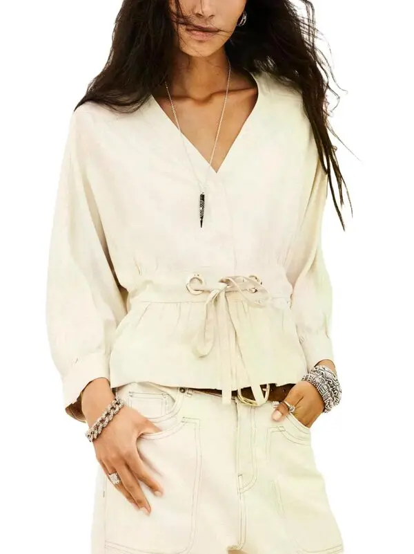 Ba&sh Precila Peplum Tie-fastening Blouse - Neutrals
