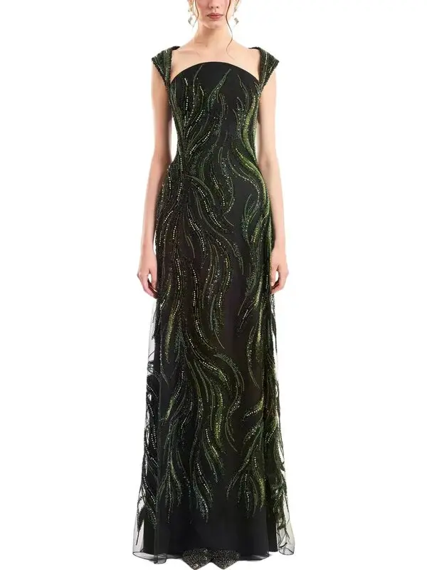 GEMY MAALOUF Bead-embellished Wide-strap Dress - Black