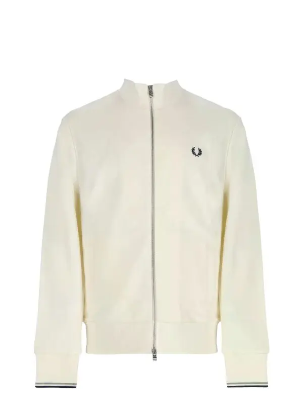 Fred Perry Logo-embroidered Zip-up Sweatshirt - Neutrals