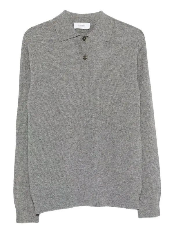 LARDINI Fine-knit Long-sleeve Polo Shirt - Grey