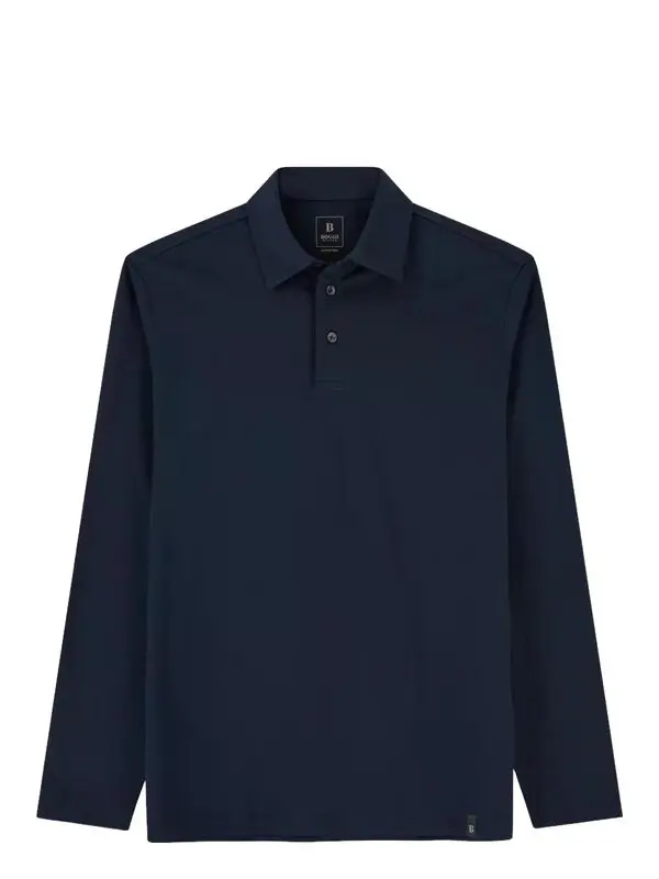 Boggi Milano Polo In Cotton And Silk Jersey - Blue