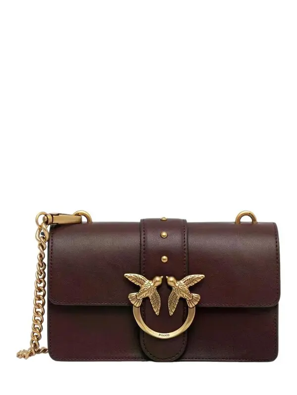 Pinko Love Bag One Small Crossbody Bag In Leather - Brown