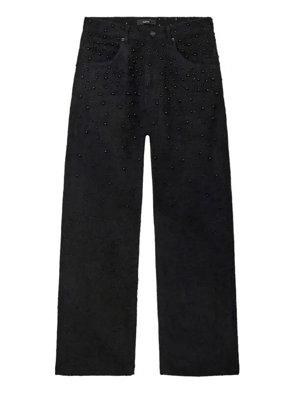 PURPLE BRAND Textured Pearl-embellished Jeans - Black