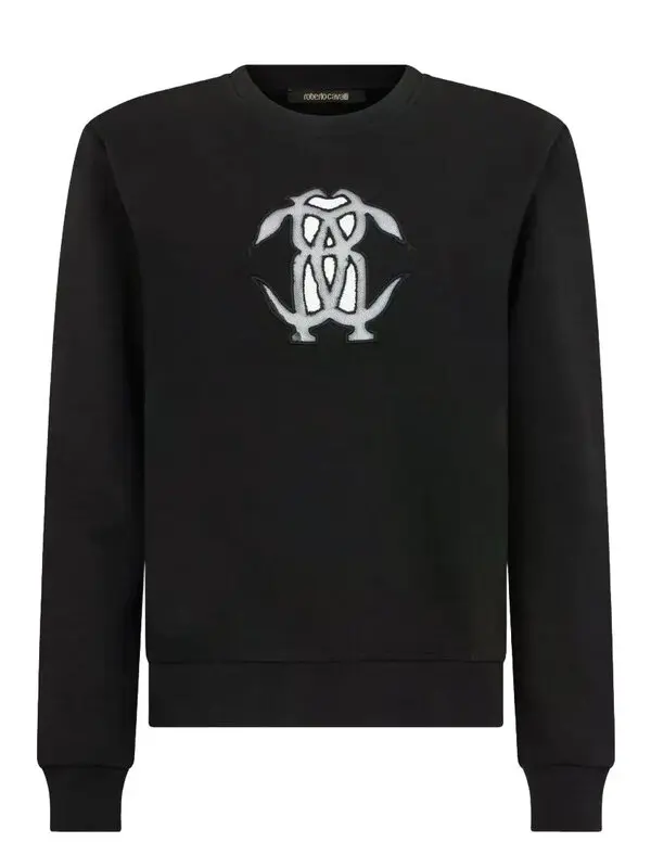 Roberto Cavalli Cut-out Embroidered-logo Sweater - Black