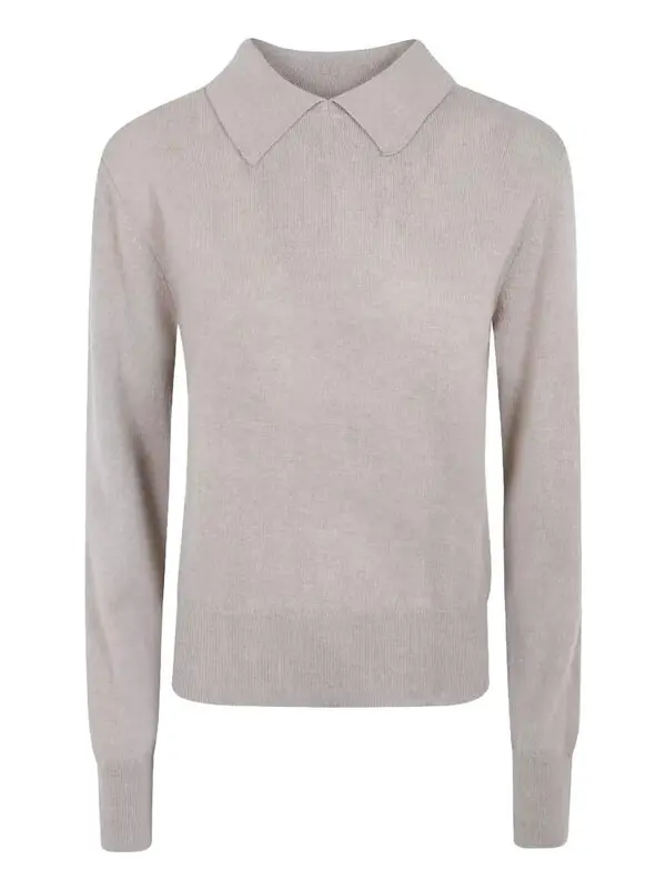 Laboratorio Capri Spread-collar Knitted Fine-knit Sweater - Neutrals