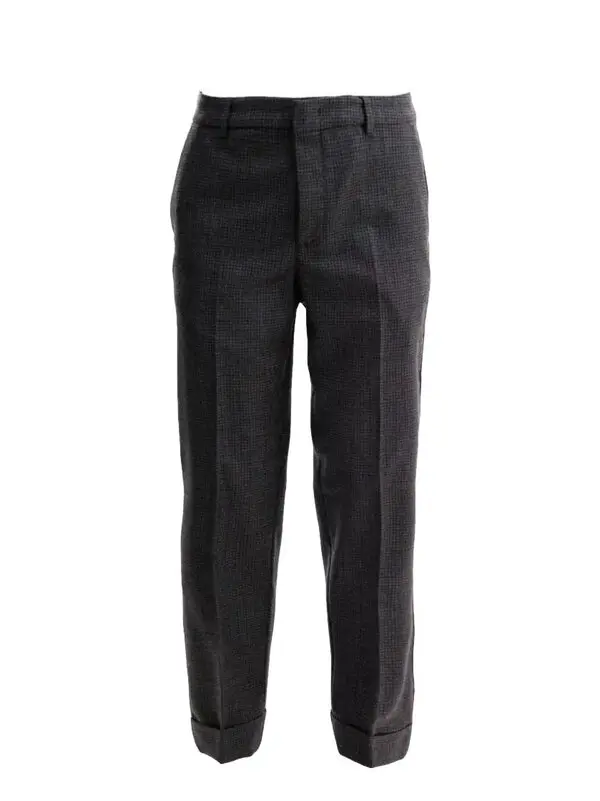 CRUNA Houndstooth Turn-up Trousers - Grey