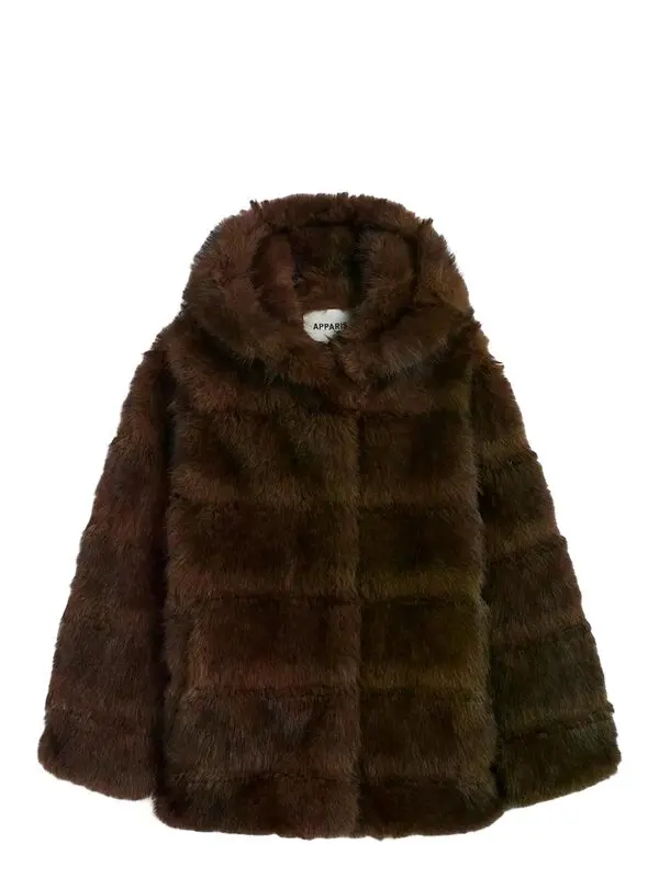 Apparis Cel Faux-fur Hooded Jacket - Brown