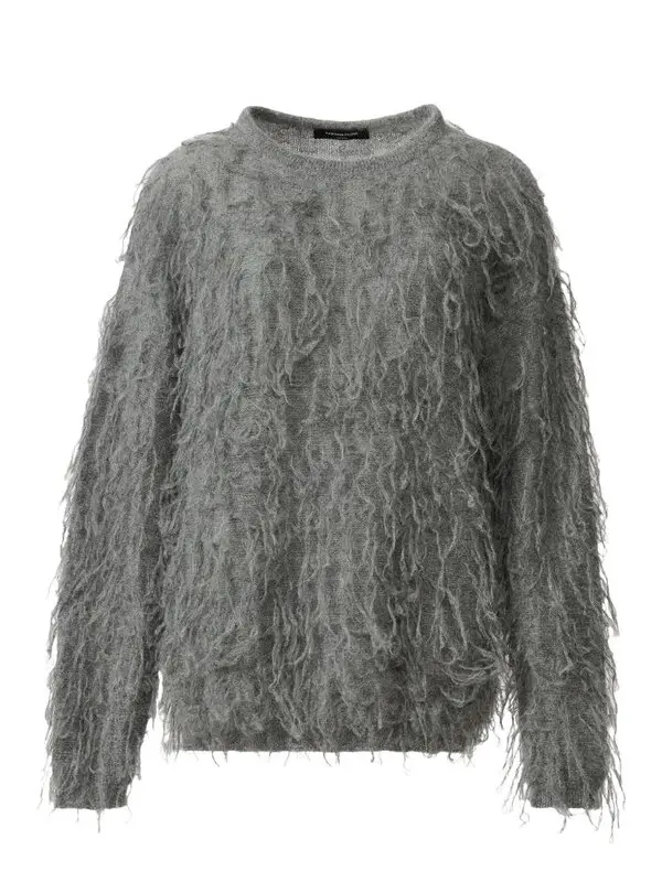 Fabiana Filippi Feather-trim Loop-knit Sweater - Grey