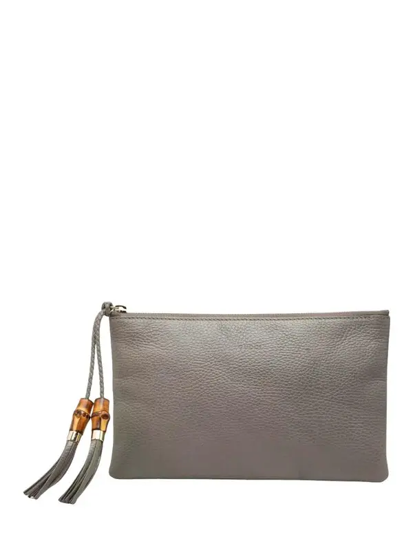Gucci 2000-2015 Calfskin Bamboo Clutch Bag - Grey