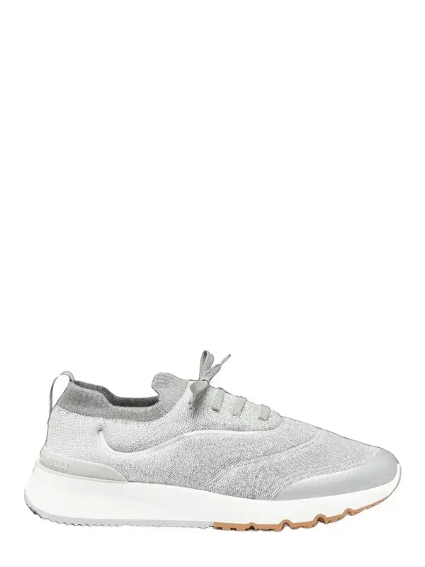 Brunello Cucinelli Knitted Lace-up Sneakers - Grey