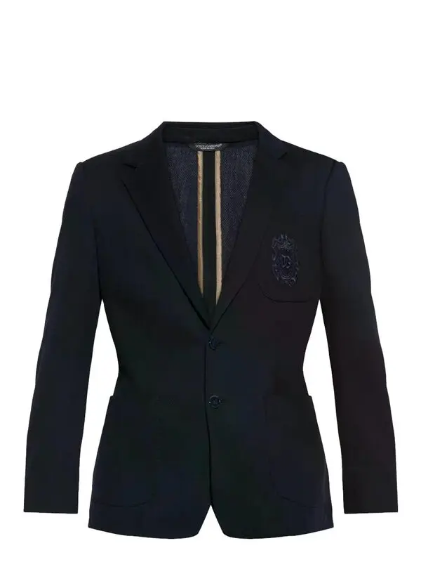 Dolce & Gabbana Embroidered-logo Single-vent Blazer - Blue