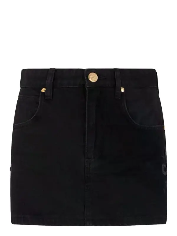 Roberto Cavalli Snake-embroidered Straight Mini Skirt - Black