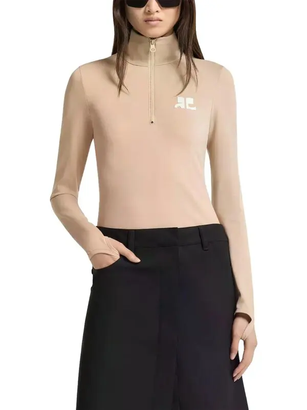 COURREGES Zipped Mock-neck Top - Neutrals