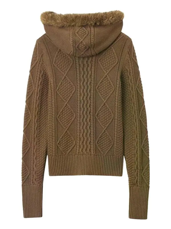 Izzue Cable-knit Hoodie - Brown