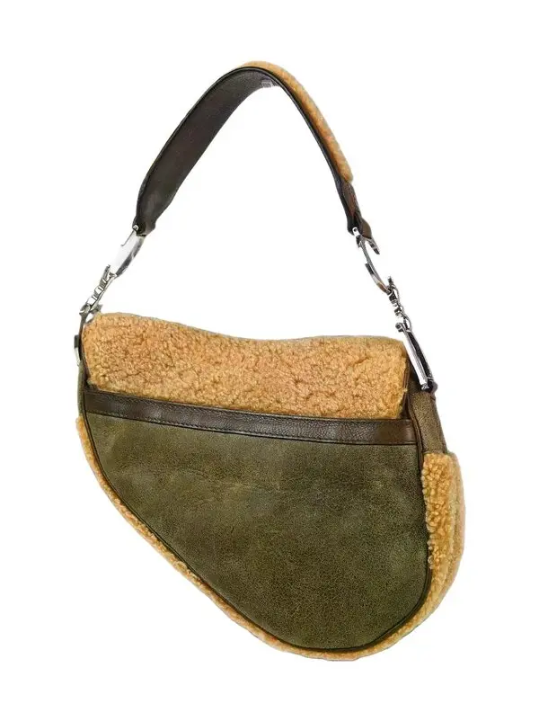 Dior 2005s Saddle Shearling Handbag - Brown