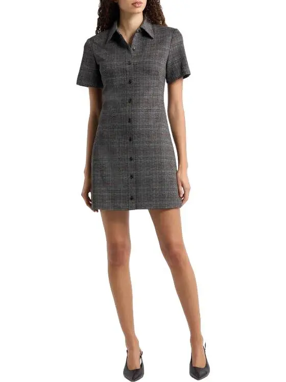 Theory Glen Plaid A-line Shirtdress - Wine Multi