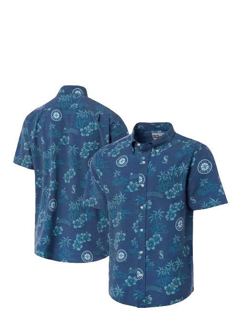 Reyn Spooner Seattle Mariners Big & Tall Kekai Performance Tri-blend Button-down Shirt - Navy
