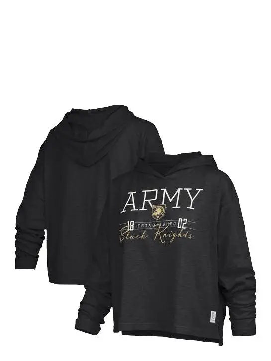 PRESSBOX Army Knights Castillo Slub Waist Length Long Sleeve Hooded T-shirt - Black