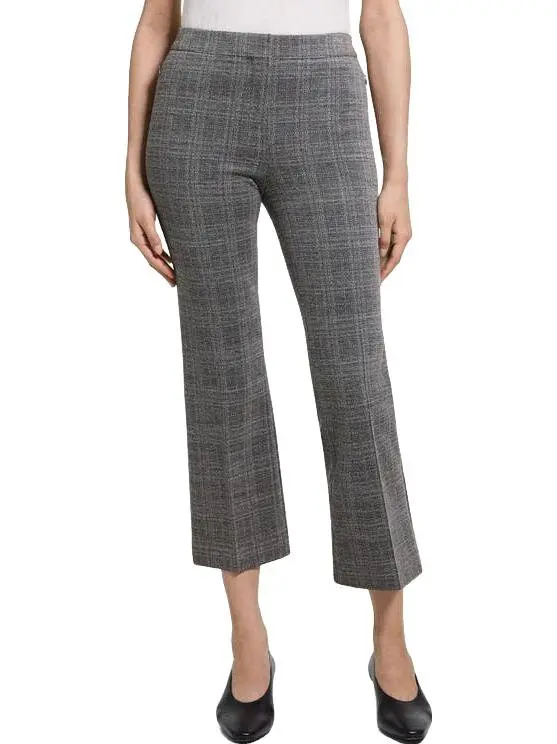 Theory Glen Plaid Ankle Kick Pants - Tan Multi