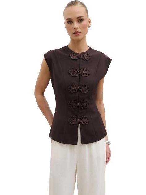 PRETTY LAVISH Hollyn Sleeveless Waistcoat - Brown