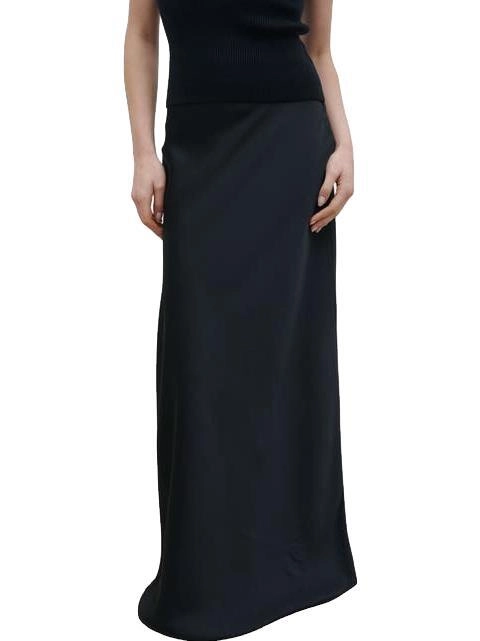 PRETTY LAVISH Breya Satin Maxi Skirt - Black