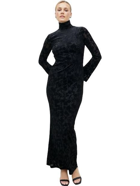 PRETTY LAVISH Caitlin Flocked Backless Maxi Dress - Black