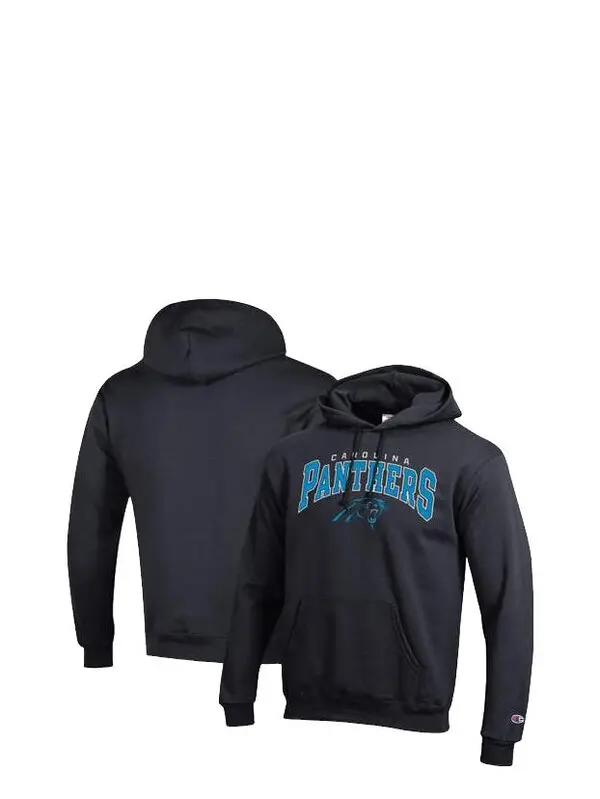 Champion Carolina Panthers Powerblend Arch Over Logo Hoodie - Black