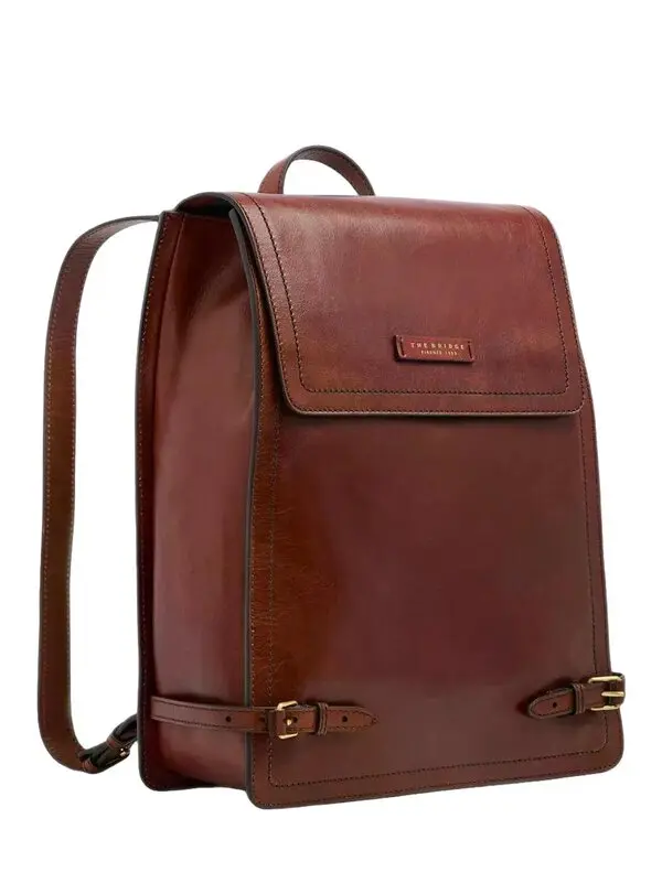 THE BRIDGE Buckle-detail Leather Backpack - Brown