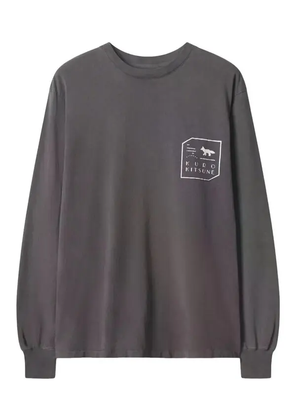Maison Kitsuné Logo-print Long-sleeve T-shirt - Grey