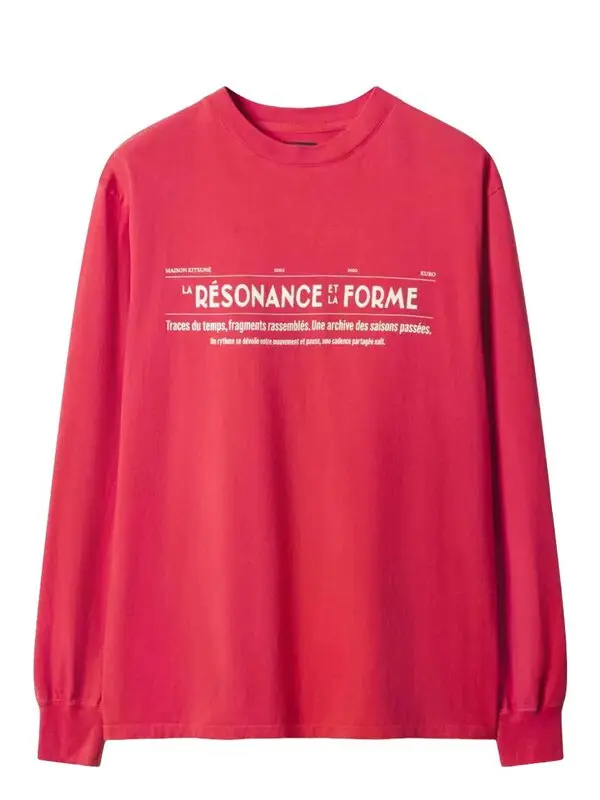 Maison Kitsuné Slogan-print Long-sleeve T-shirt - Red