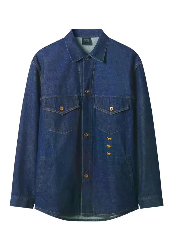 Maison Kitsuné Logo-embroidered Denim Shirt - Blue