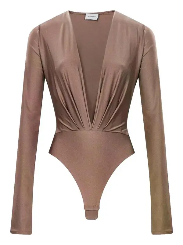 Andamane Plunging V-neck Bodysuit - Brown