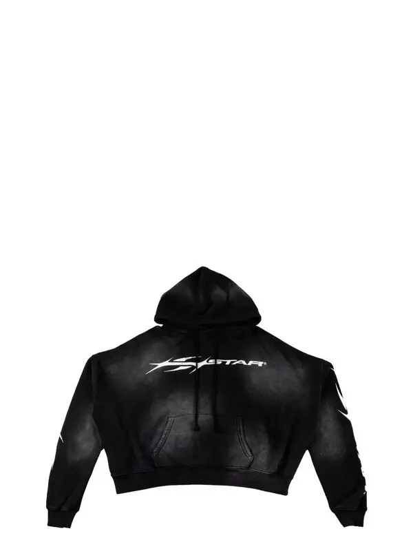HELLSTAR H Star Cropped Hoodie - Black