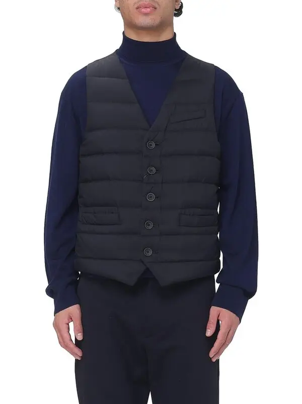 Herno V-neck Quilted Nylon Down Gilet With Button Closure - Black