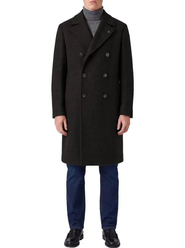Tagliatore Double-breasted Knee-length Wool-blend Coat With Lapels - Brown